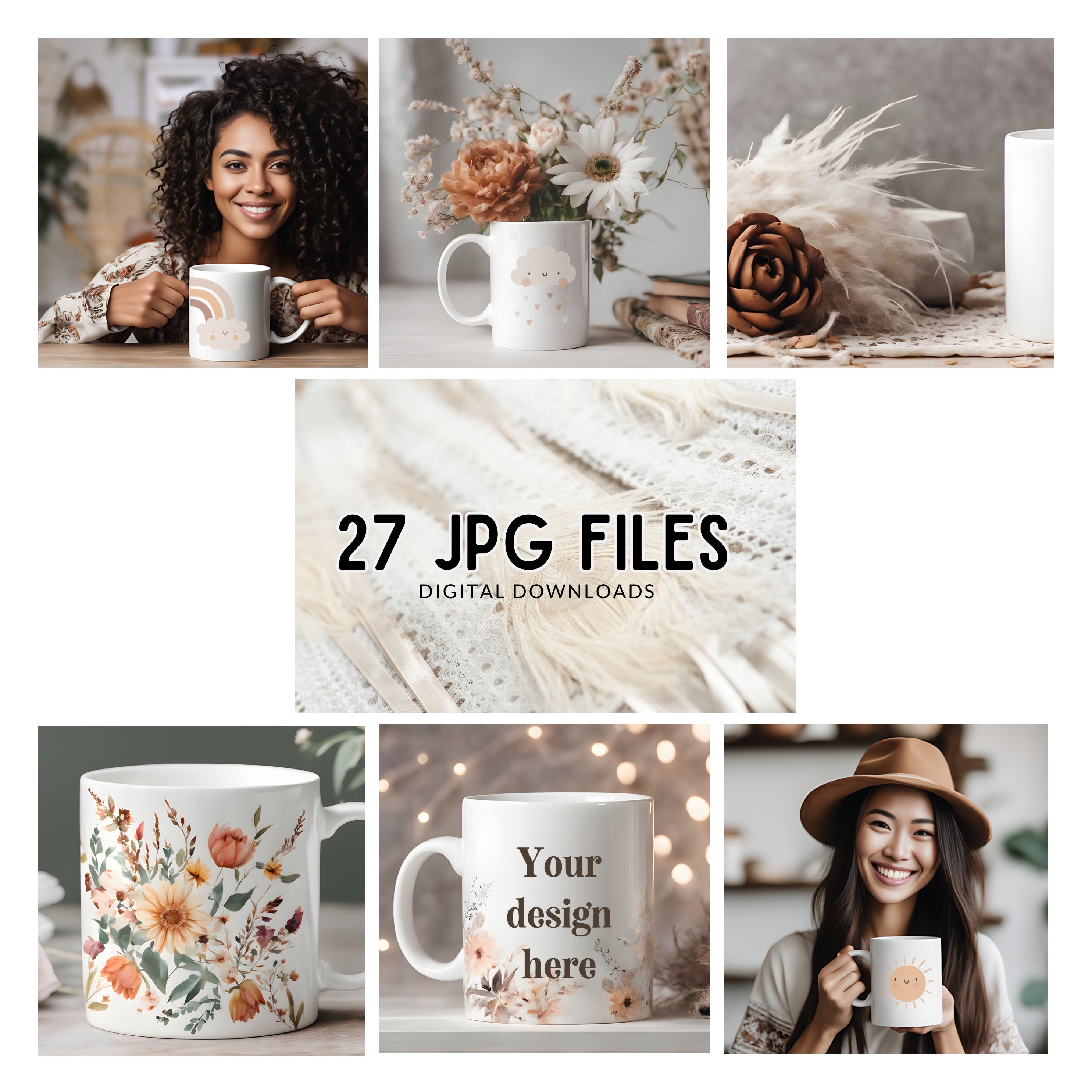 Blank Mug Mockup Bundle, Custom Coffee Cup Template for Canva, Printful ...