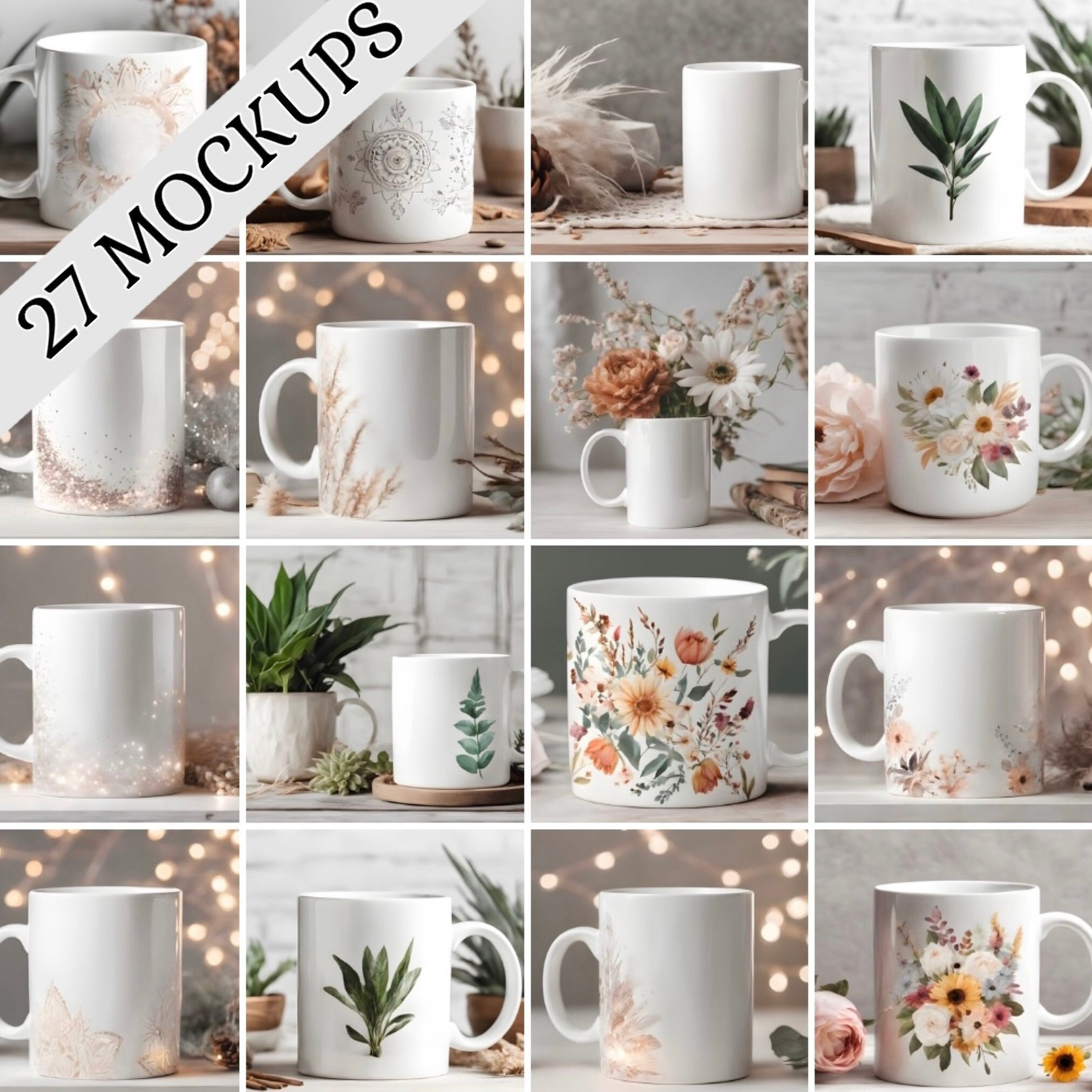 Blank Mug Mockup Bundle, Custom Coffee Cup Template for Canva, Printful ...