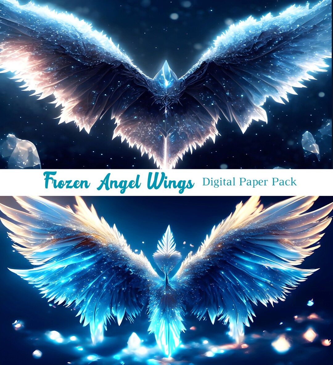 Frozen Angel Wings Digital Papers AI Digital Art Fantasy - Etsy