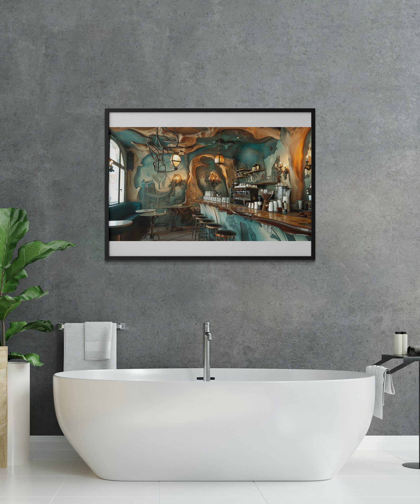 Fantasy Café Interior Digital Wallpaper, Mystical Coffee Shop Decor ...