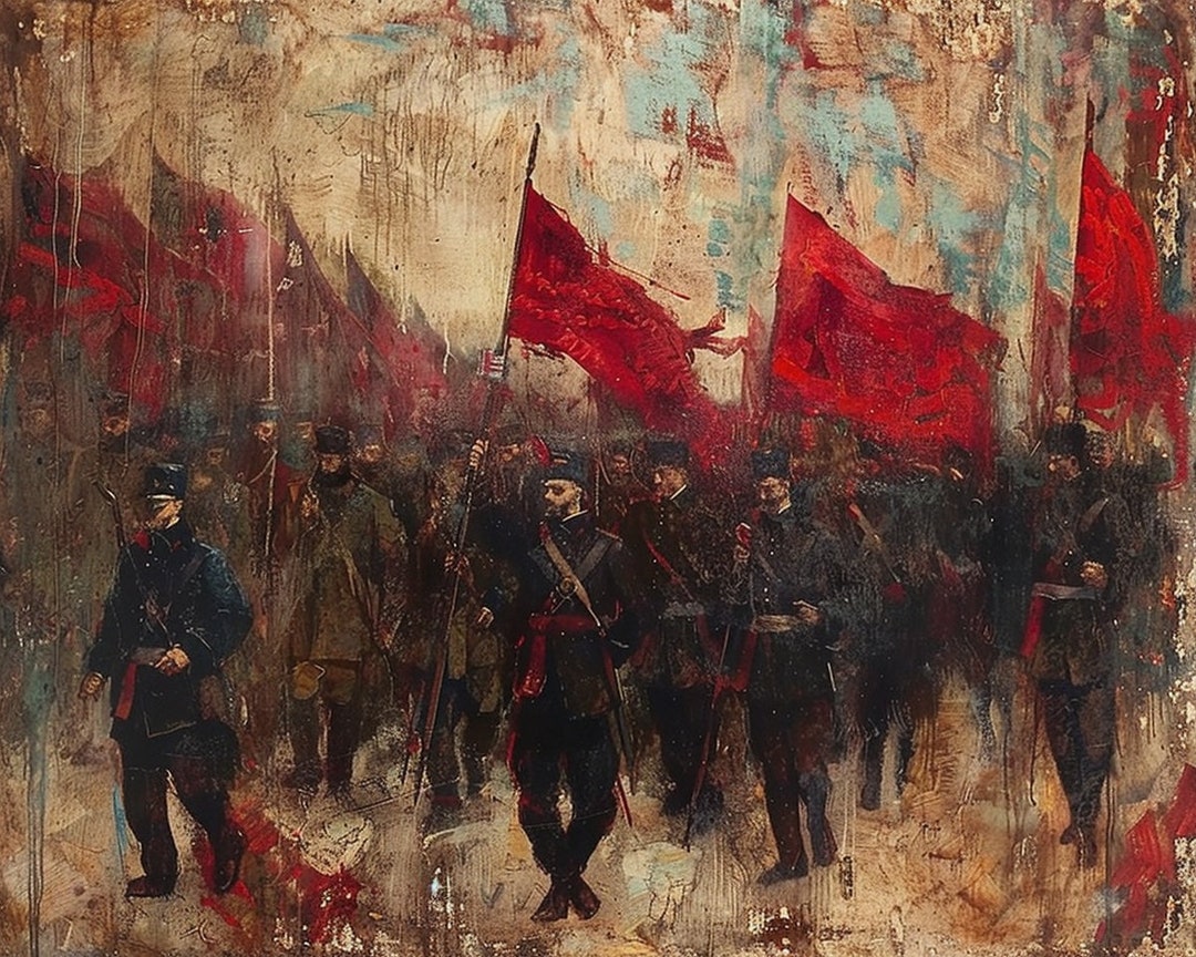 Vintage Military March Wall Art, Historical Battle Scene Artwork ...