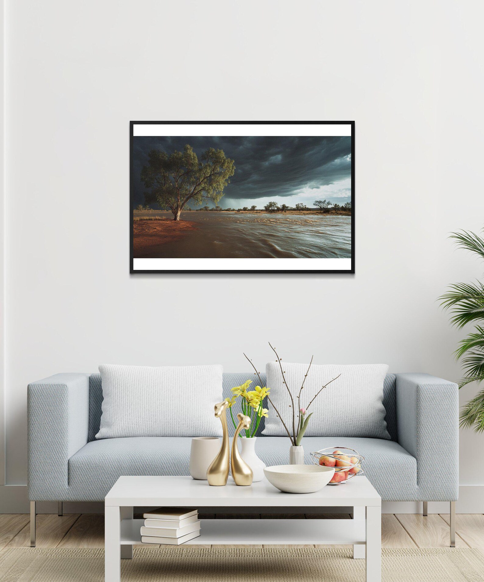 Stunning Landscape Digital Art Print, Stormy Sky Over a Tree and River ...