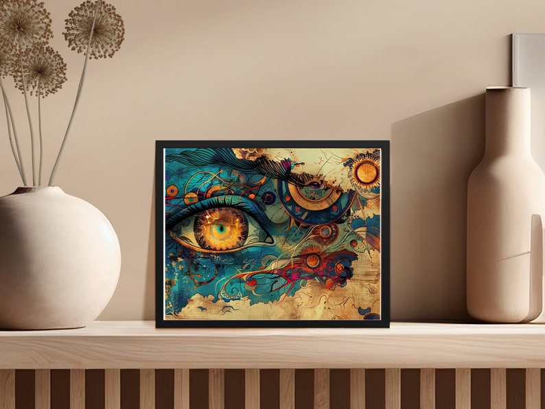 Vibrant Abstract Eye Wall Art, Intricate Psychedelic Art Print ...