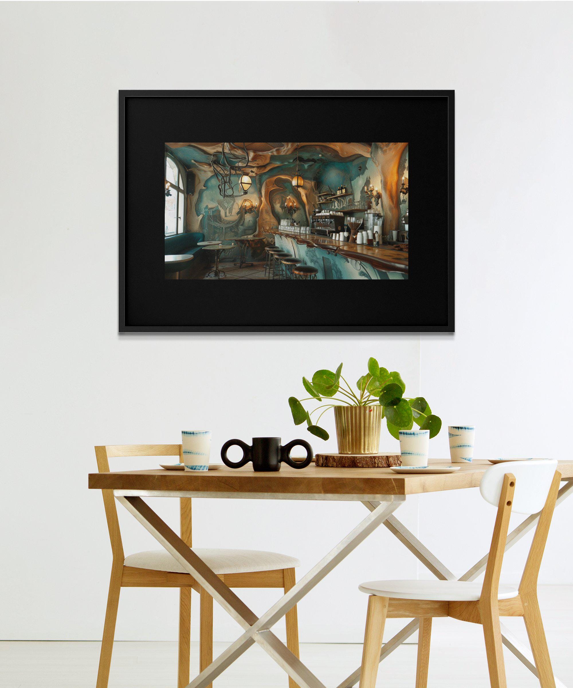 Fantasy Café Interior Digital Wallpaper, Mystical Coffee Shop Decor ...