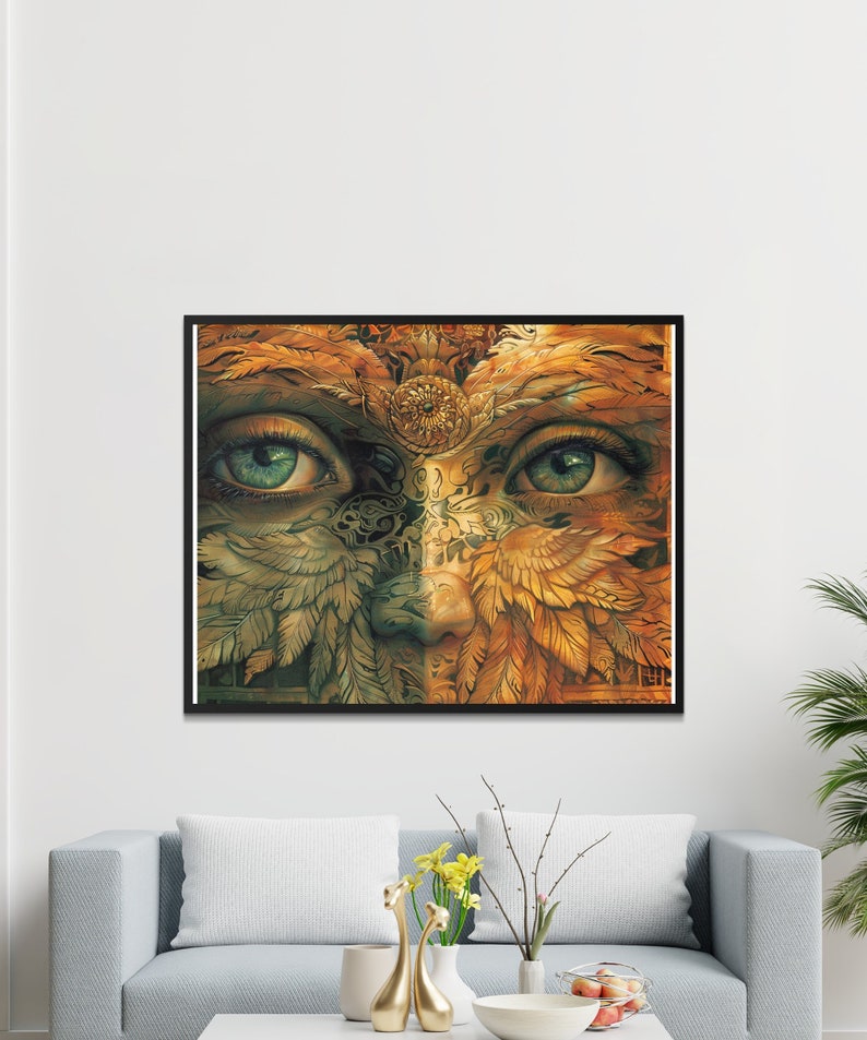 Visual Art Print, Surreal Wall Art, Eyes and Feathers Artwork, Abstract ...