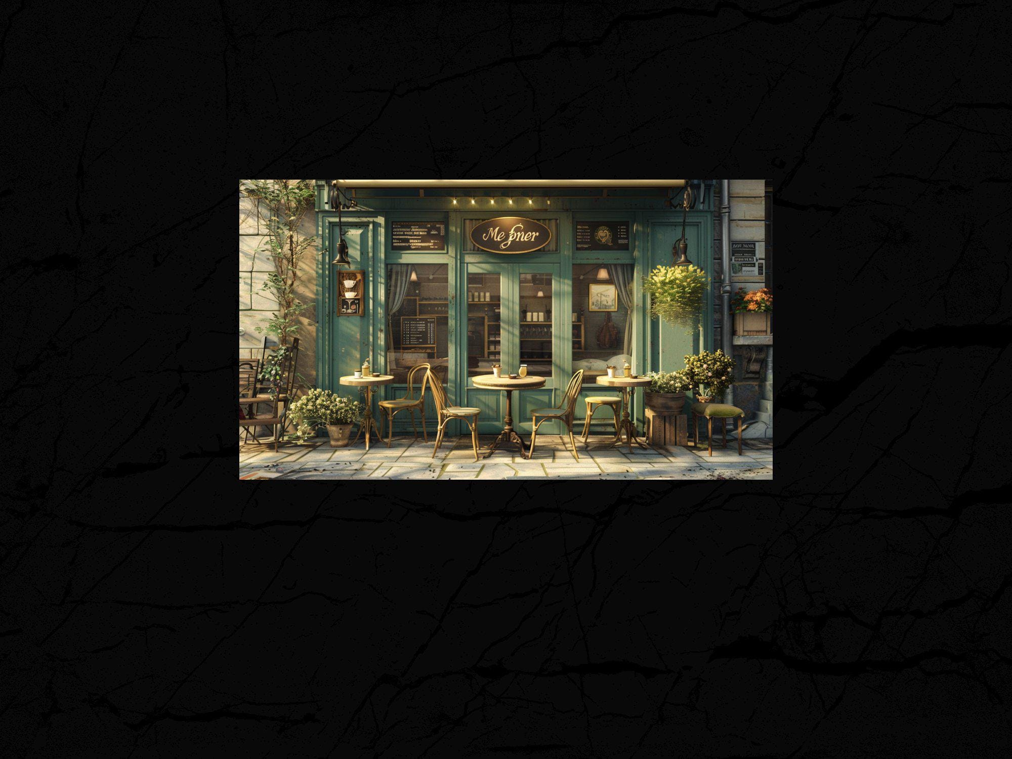 Charming Digital Café Art Print, Vintage Bistro Facade Download, French ...