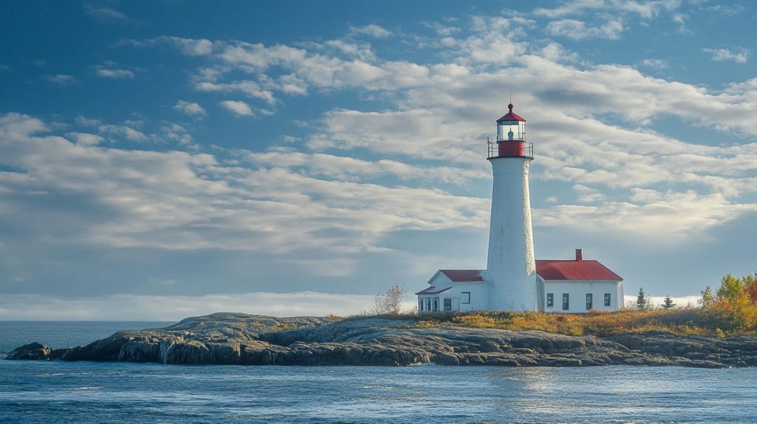 Beautiful Lighthouse Digital Art Print, Serene Coastal Lighthouse Photo ...