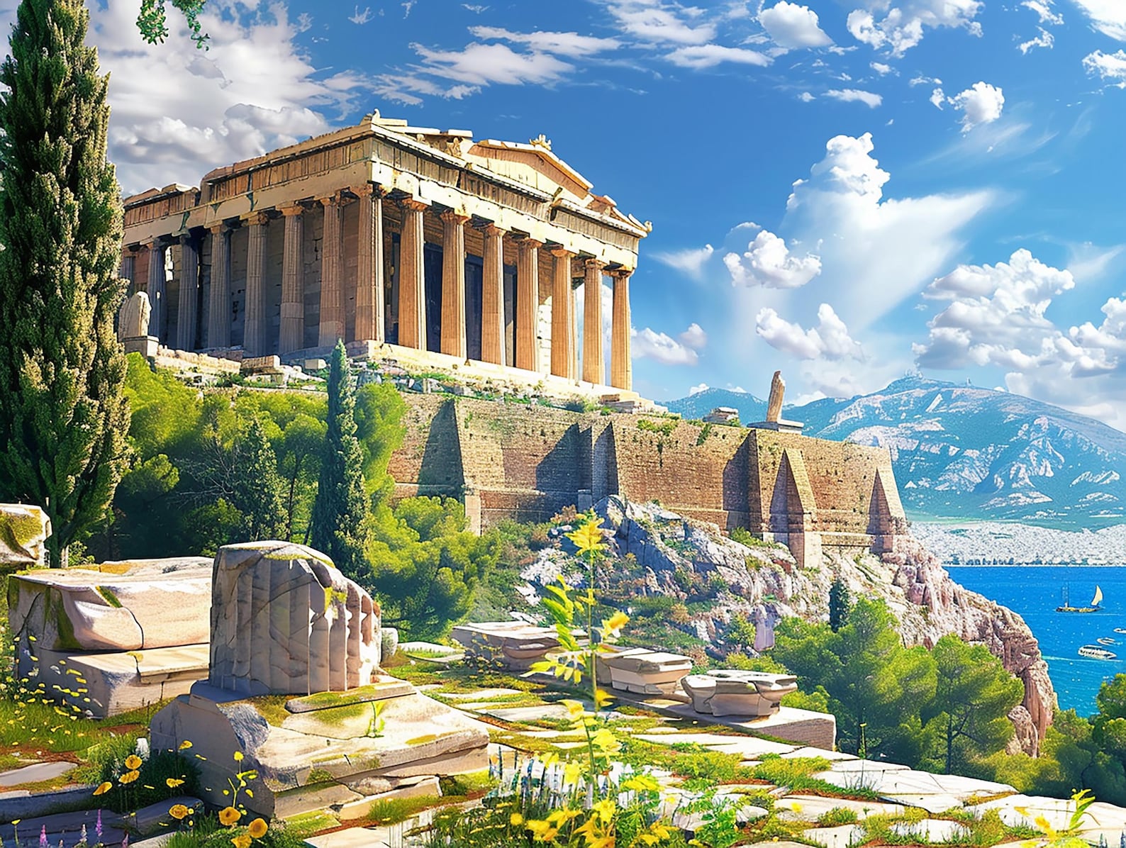 Ancient Greek Architecture Digital Art, Parthenon Acropolis Print ...
