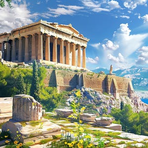 Ancient Greek Architecture Digital Art, Parthenon Acropolis Print ...