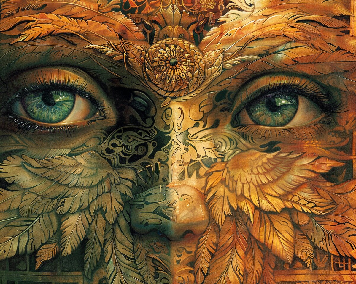 Visual Art Print, Surreal Wall Art, Eyes and Feathers Artwork, Abstract ...