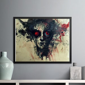 Abstract Horror Art, Creepy Wall Decor, Dark Face Painting, Unique ...