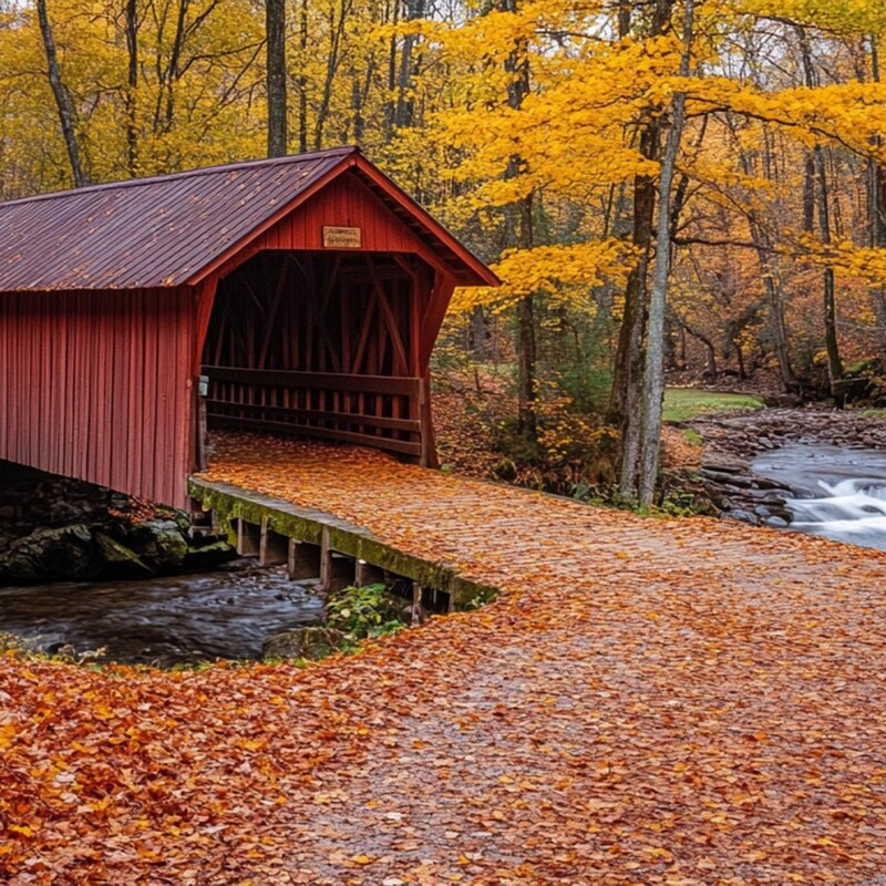 Red Covered Bridge - Etsy