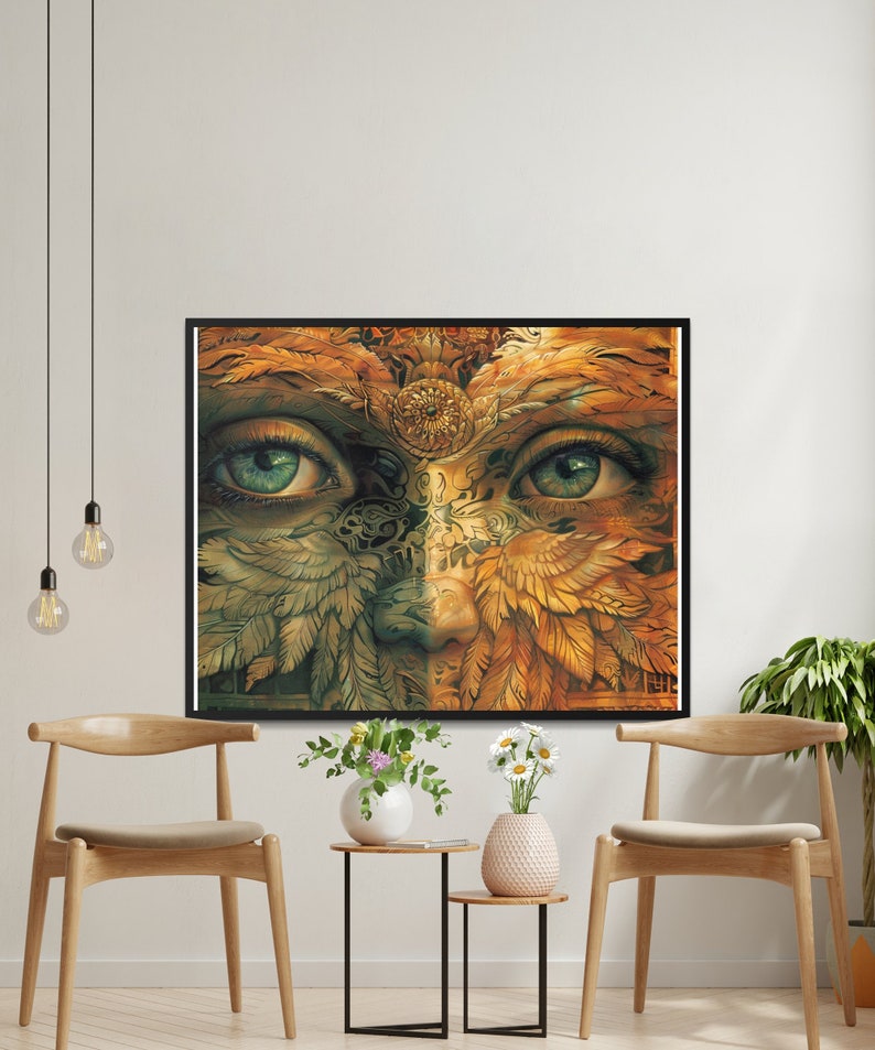 Visual Art Print, Surreal Wall Art, Eyes and Feathers Artwork, Abstract ...