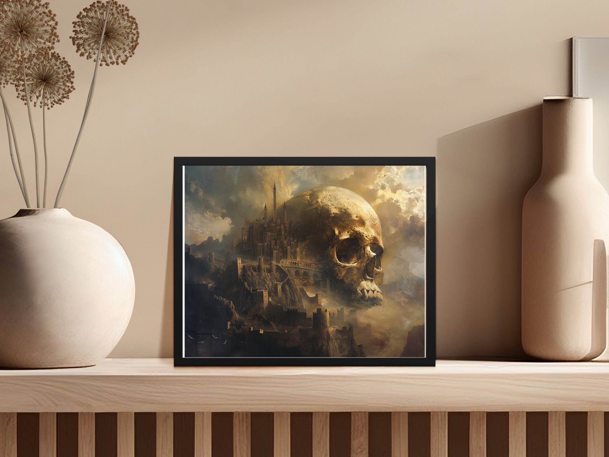 Fantasy Skull Castle Wall Art, Gothic Fantasy Art Print, Dark Castle ...