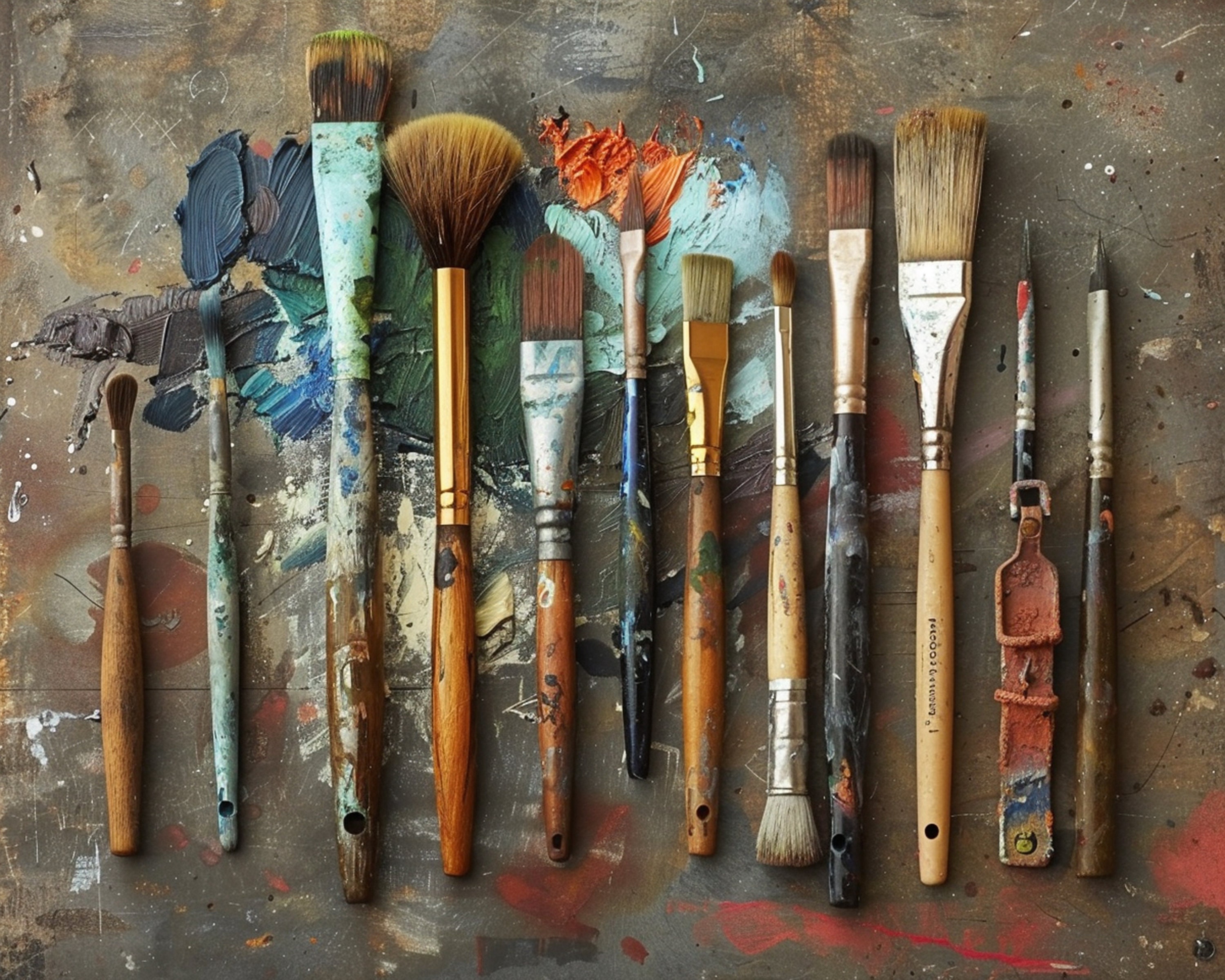 Vintage Artist Tools Wall Art, Rustic Paintbrushes Print, Art Studio ...