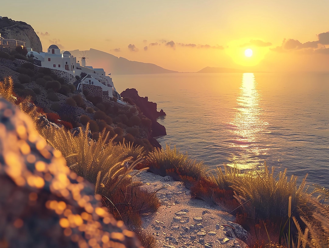 Santorini Sunset Wall Art, Digital Download, Greece Landscape ...