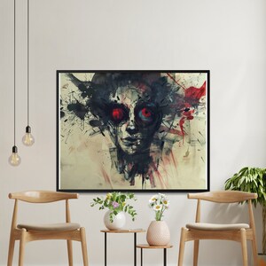 Abstract Horror Art, Creepy Wall Decor, Dark Face Painting, Unique ...