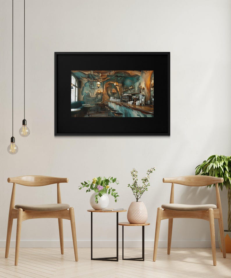 Fantasy Café Interior Digital Wallpaper, Mystical Coffee Shop Decor ...