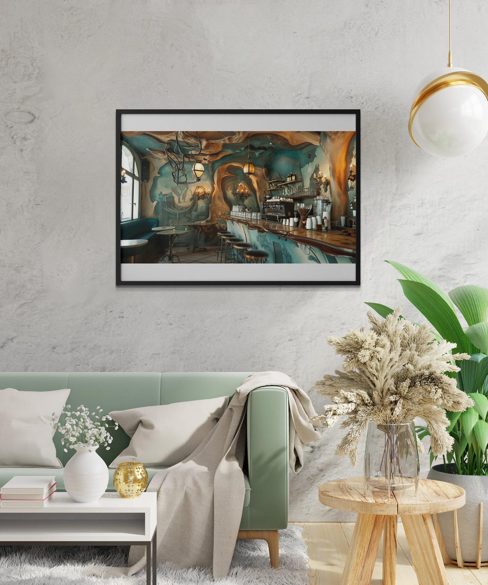 Fantasy Café Interior Digital Wallpaper, Mystical Coffee Shop Decor ...