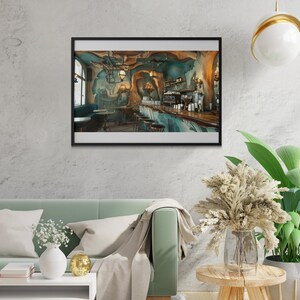 Fantasy Café Interior Digital Wallpaper, Mystical Coffee Shop Decor ...