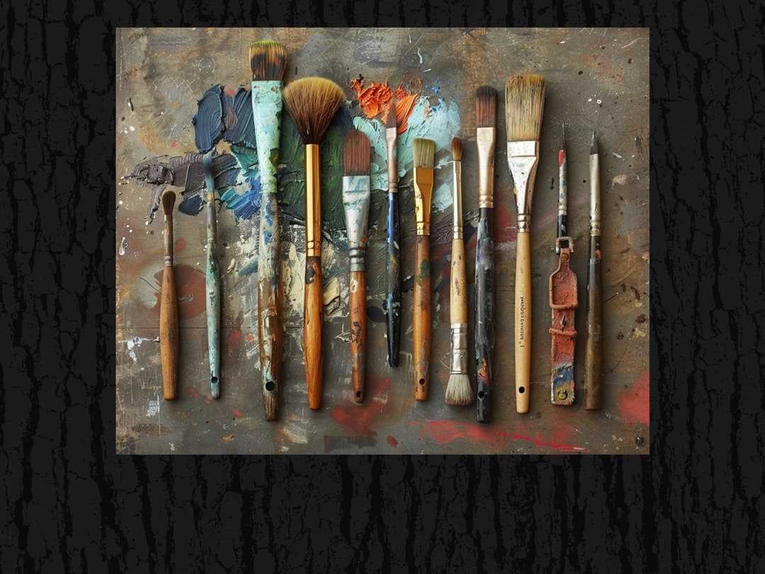 Vintage Art Brushes Digital Download, Grunge Aesthetic Art Supplies ...