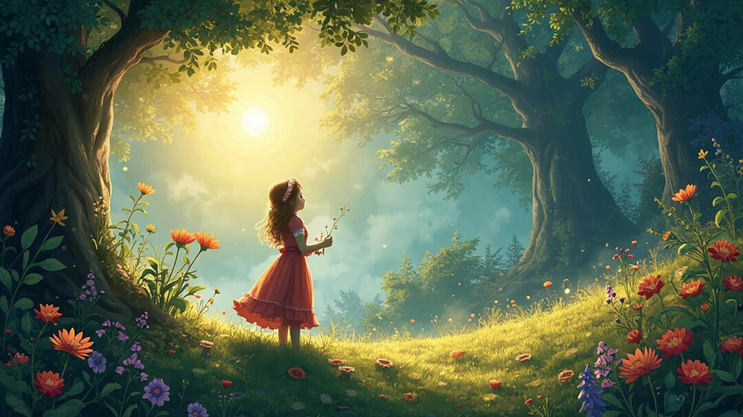Enchanted Forest Girl Dreamy Digital Art Print, Magical Nature ...