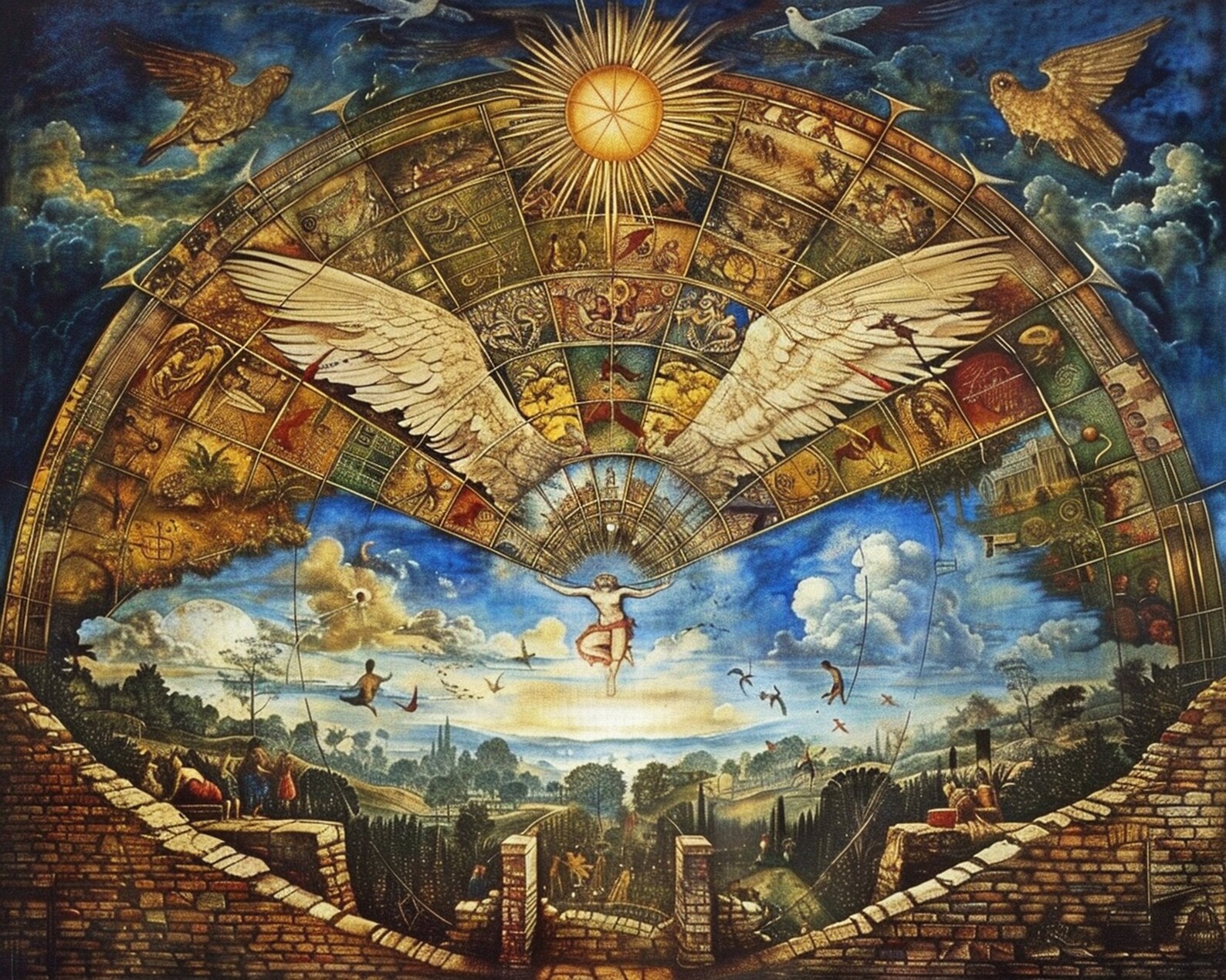 Vintage Celestial Wall Art, Angelic Wings Fantasy Poster, Surreal ...