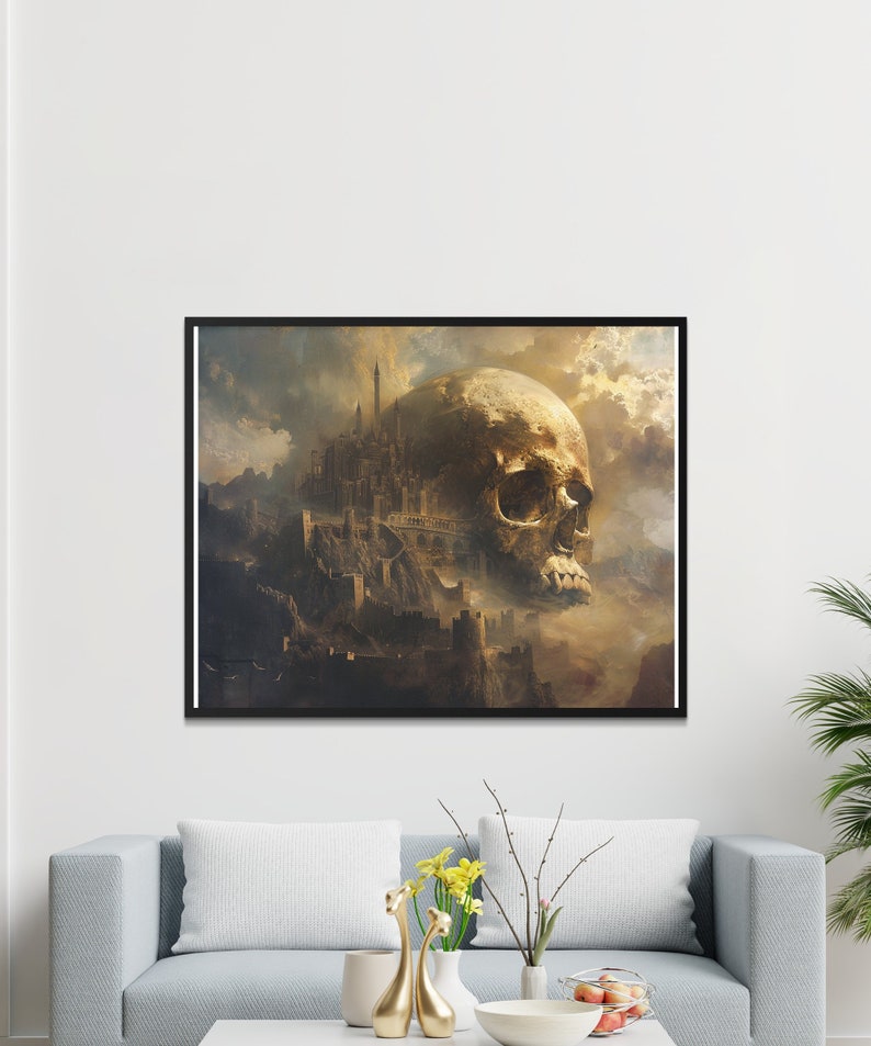 Fantasy Skull Castle Wall Art, Gothic Fantasy Art Print, Dark Castle ...