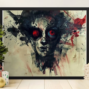 Abstract Horror Art, Creepy Wall Decor, Dark Face Painting, Unique ...
