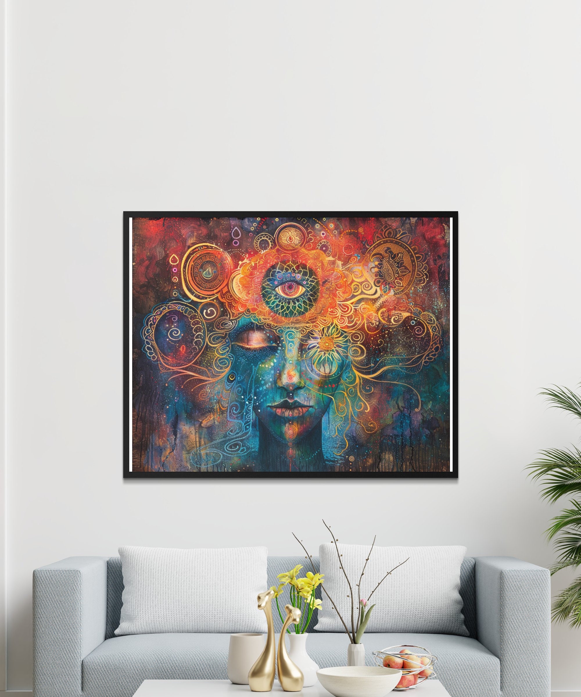 Mystical Abstract Wall Art, Colorful Spiritual Painting, Psychedelic ...
