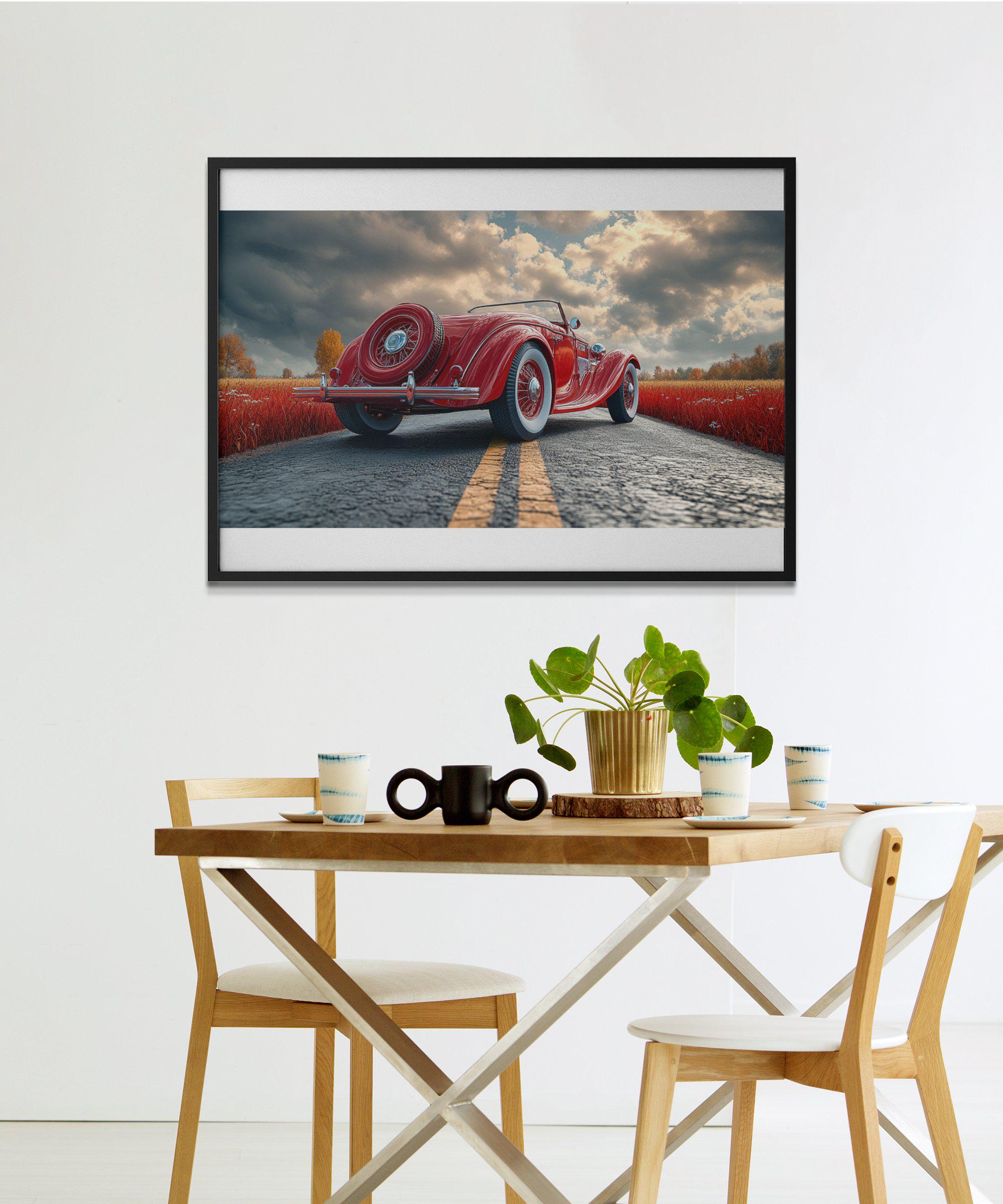Vintage Red Car Digital Download, Classic Car Art Print, Retro ...
