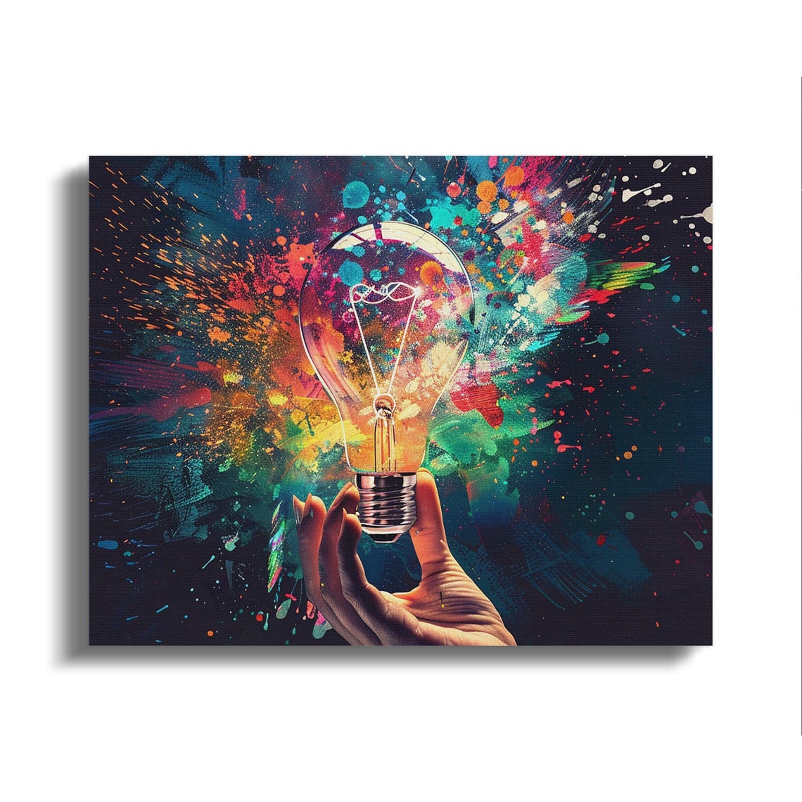 Vibrant Abstract Light Bulb Art Print, Creative Wall Art, Colorful ...