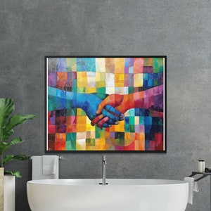 Abstract Colorful Handshake Wall Art, Modern Geometric Art Print, Bold ...