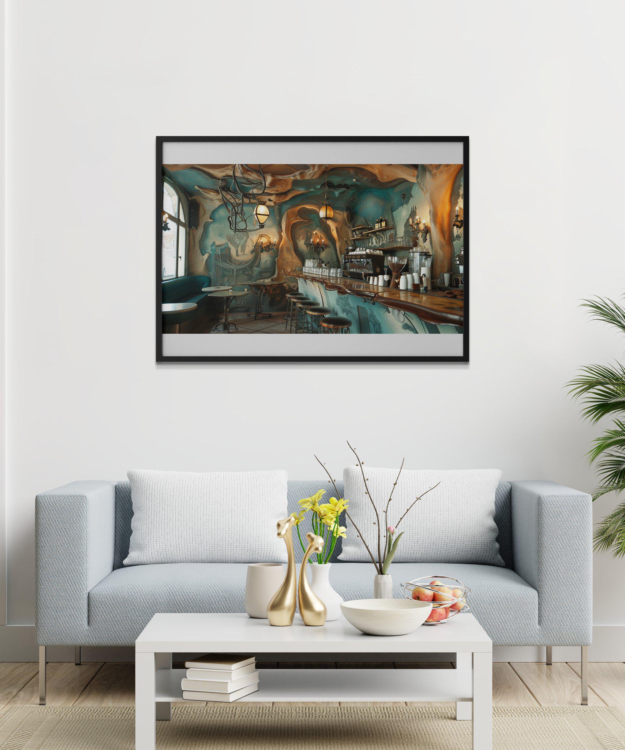 Fantasy Café Interior Digital Wallpaper, Mystical Coffee Shop Decor ...