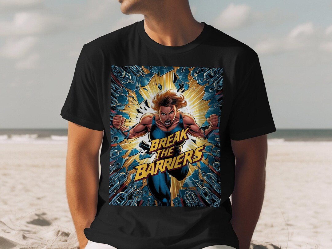 Motivational Break the Barriers Graphic Tee, Inspirational Workout ...