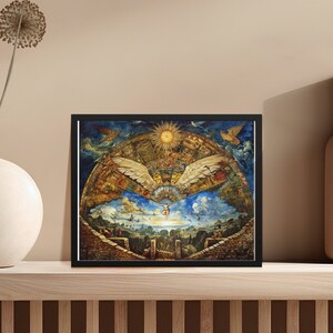 Vintage Celestial Wall Art, Angelic Wings Fantasy Poster, Surreal Cosmic Artwork, Mystical ...