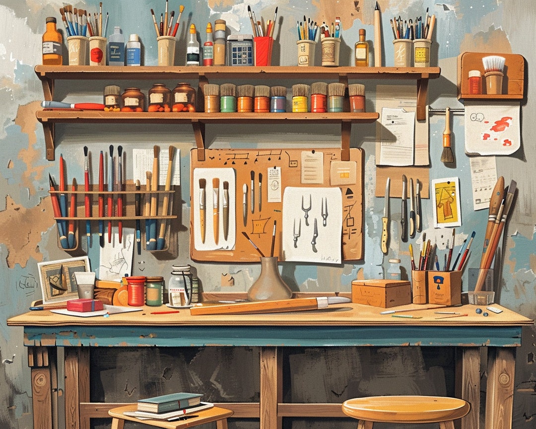 Artistic Workshop Wall Art, Creative Studio Decor, Artisan Workspace ...
