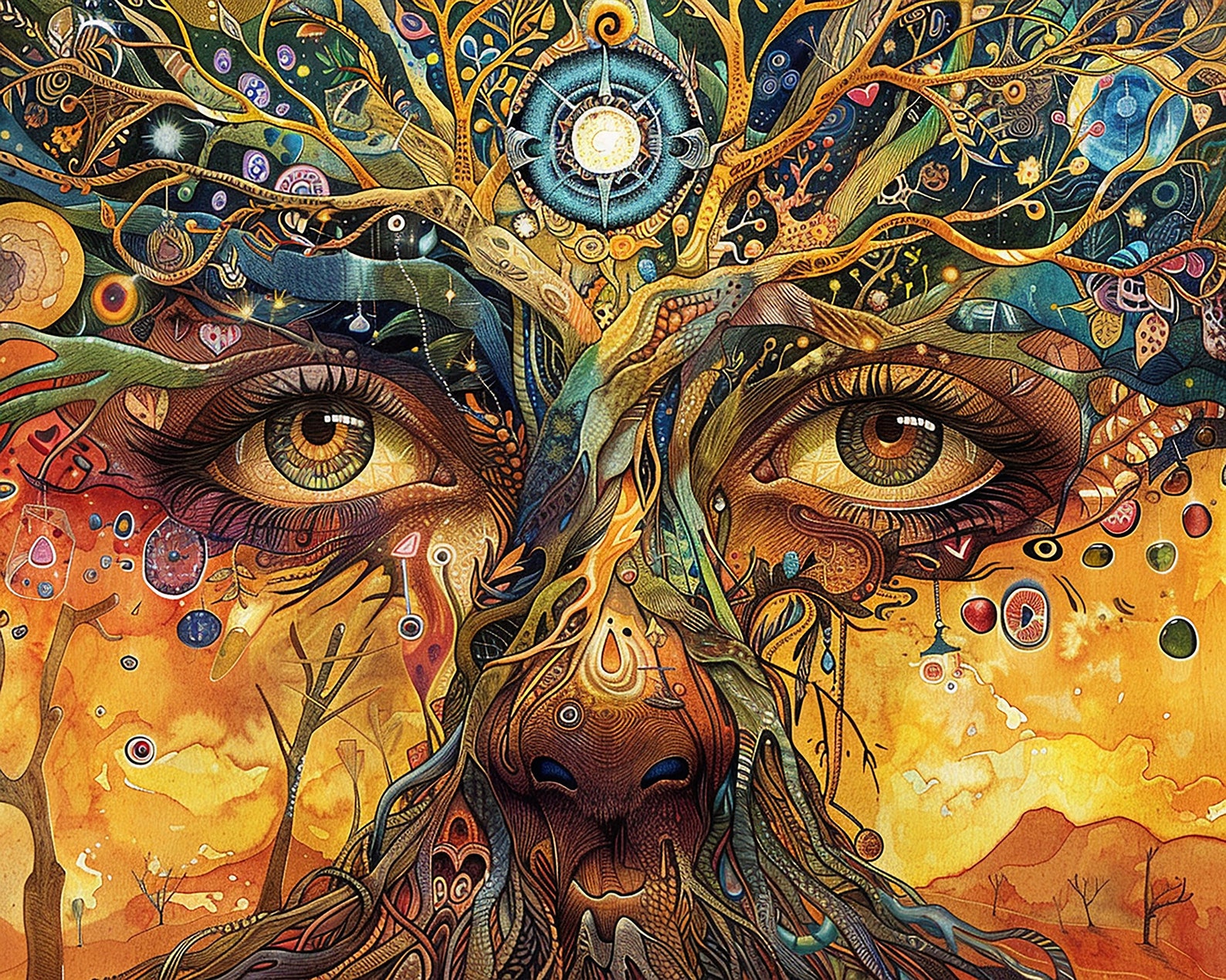 Psychedelic Tree of Life Art Print, Colorful Surreal Digital Download ...