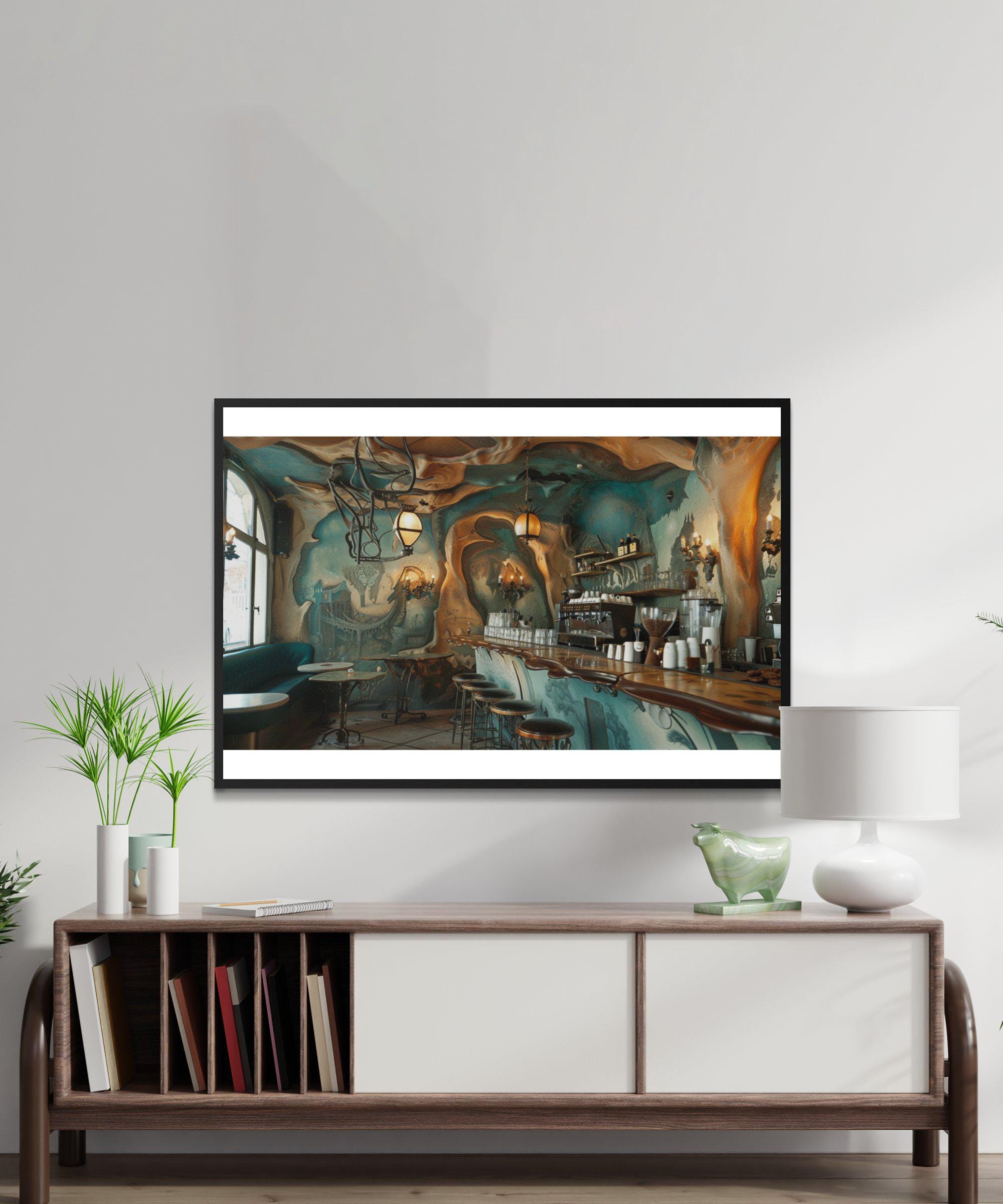 Fantasy Café Interior Digital Wallpaper, Mystical Coffee Shop Decor ...