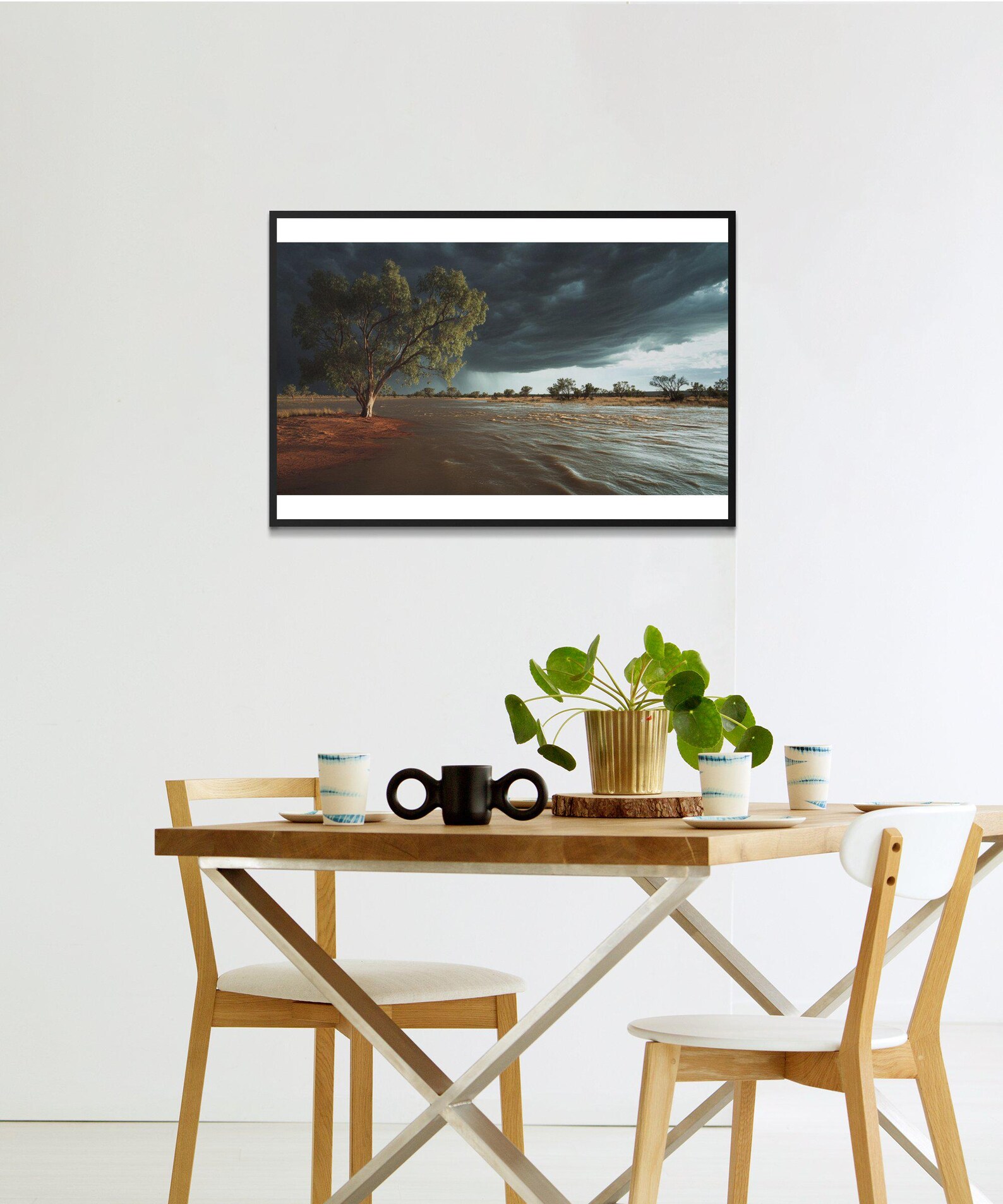 Stunning Landscape Digital Art Print, Stormy Sky Over a Tree and River ...