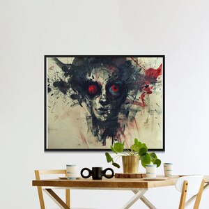 Abstract Horror Art, Creepy Wall Decor, Dark Face Painting, Unique ...