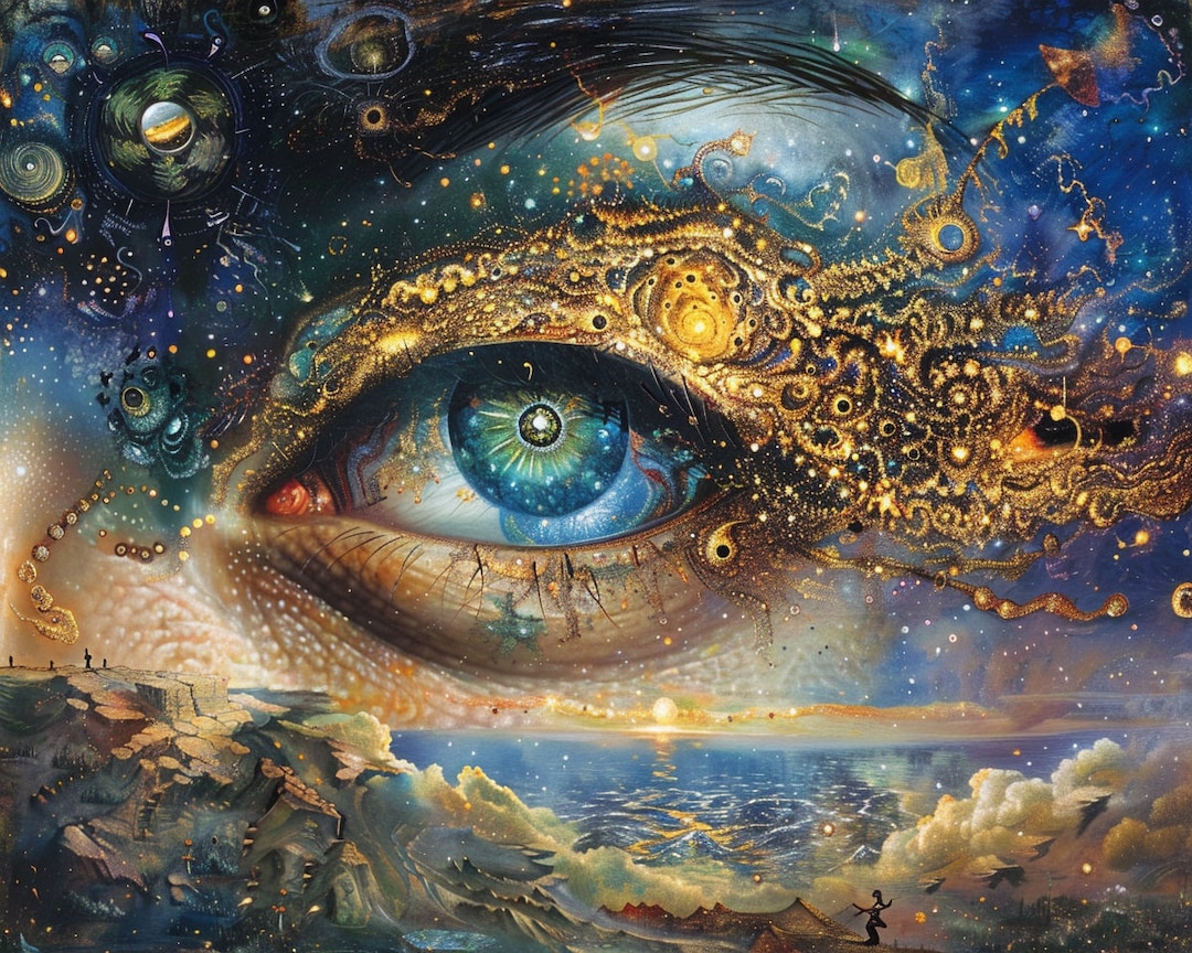 Cosmic Eye Wall Art, Surrealism Space Fantasy Print, Abstract Colorful ...