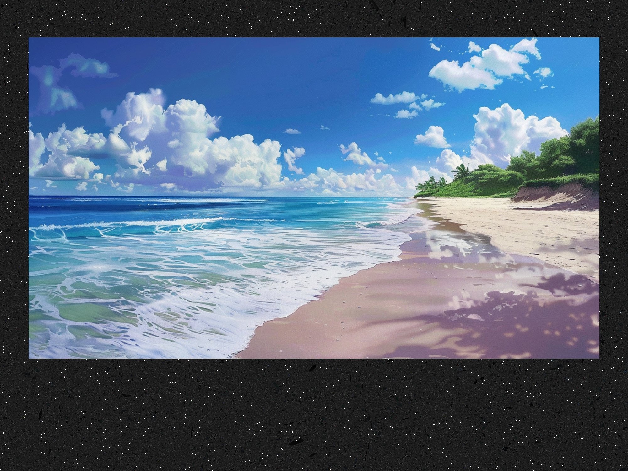 Tropical Beach Digital Wallpaper, Ocean Waves Desktop Background, Sandy ...