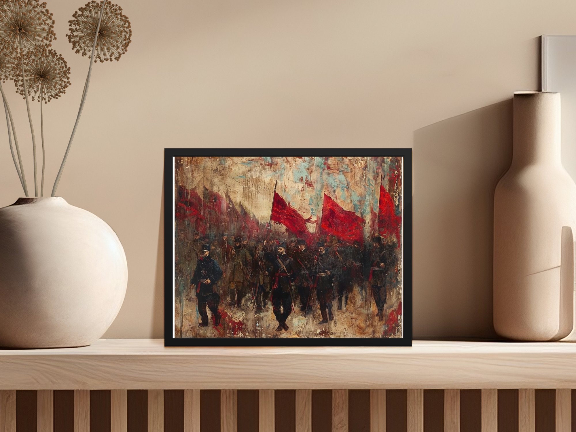 Vintage Military March Wall Art, Historical Battle Scene Artwork ...