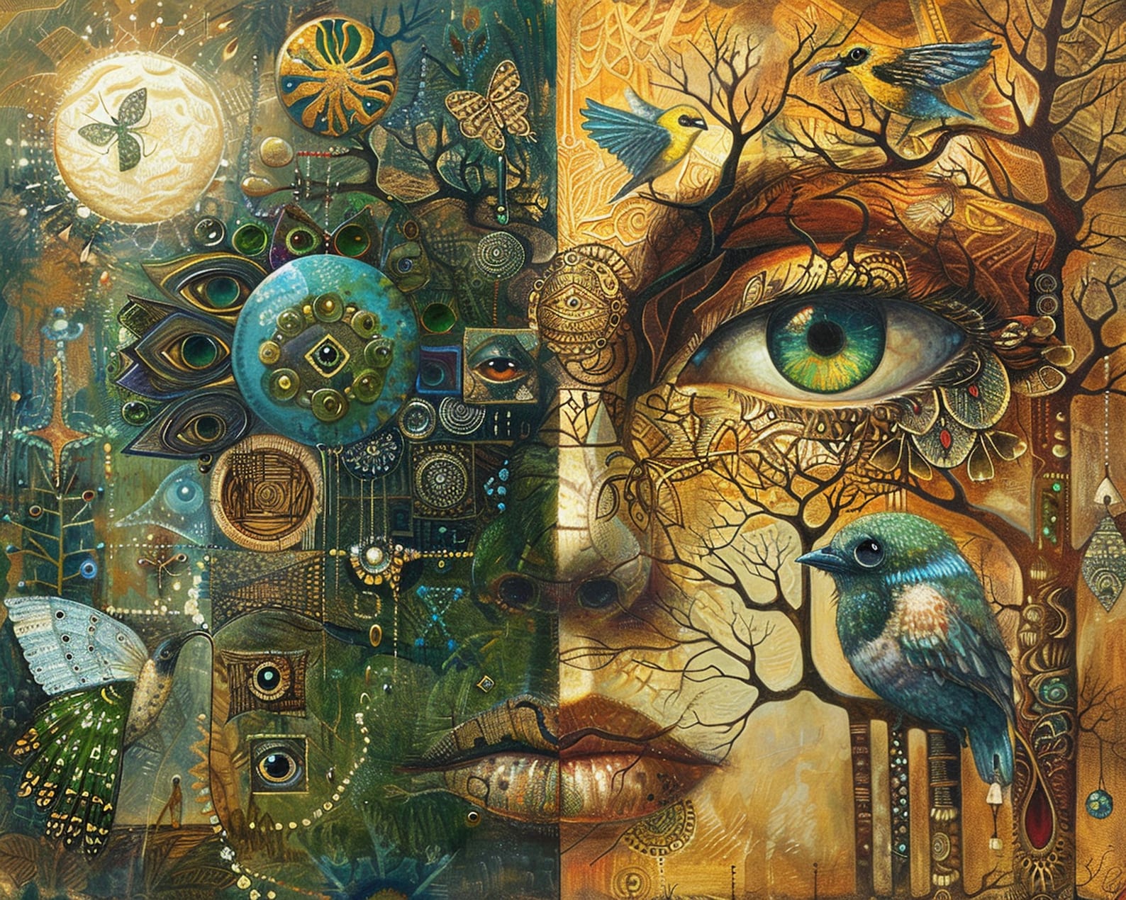 Surreal Nature Digital Art Print, Abstract Tree and Eye Illustration ...