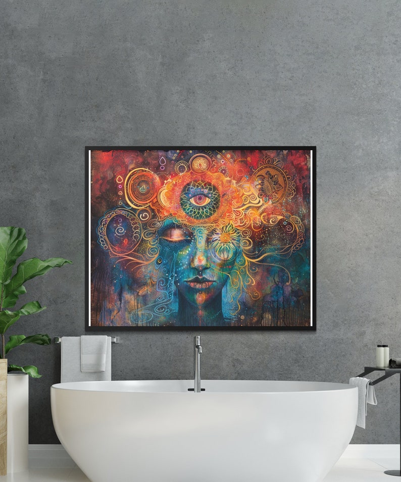 Mystical Abstract Wall Art, Colorful Spiritual Painting, Psychedelic ...