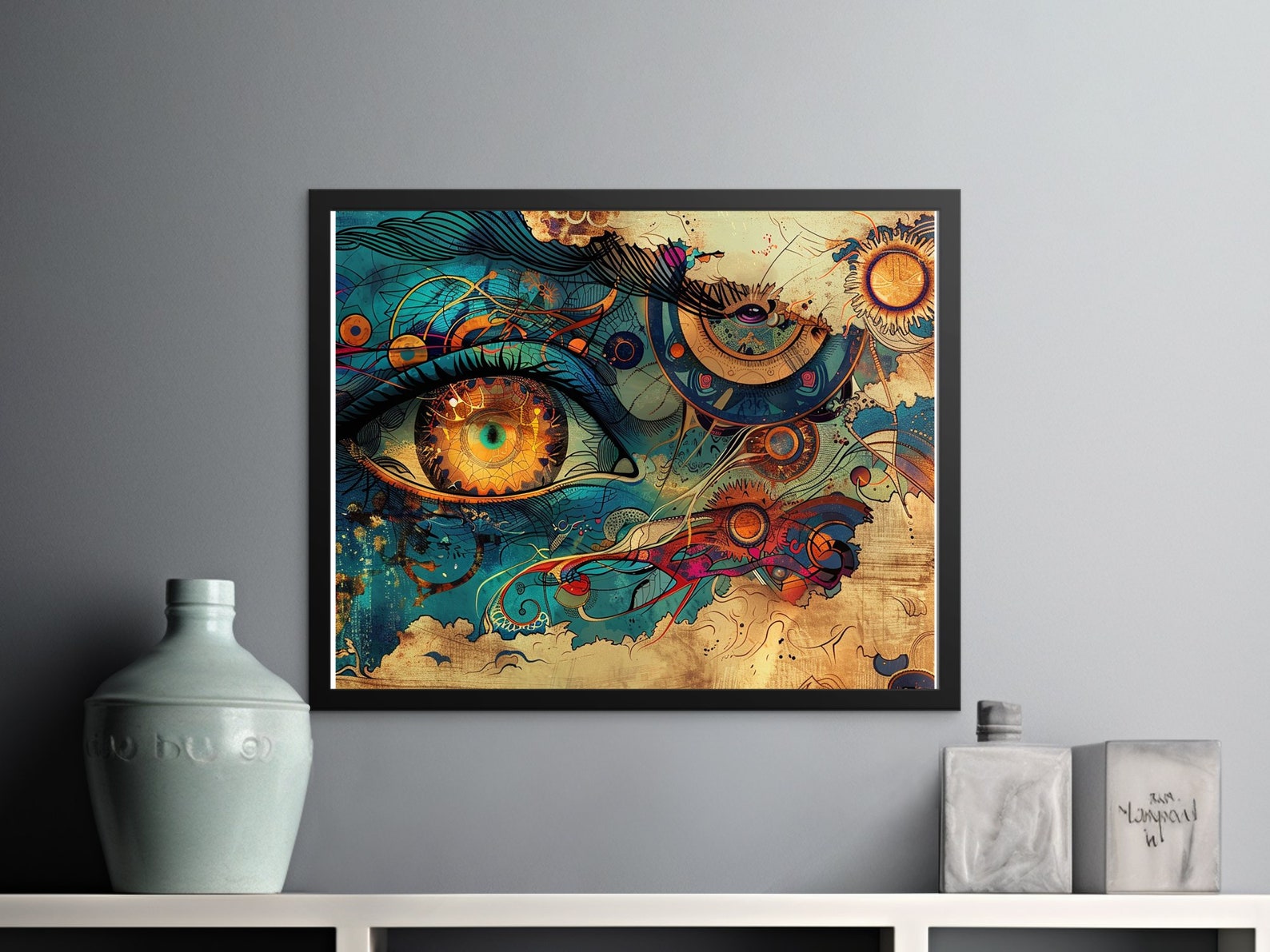 Vibrant Abstract Eye Wall Art, Intricate Psychedelic Art Print ...