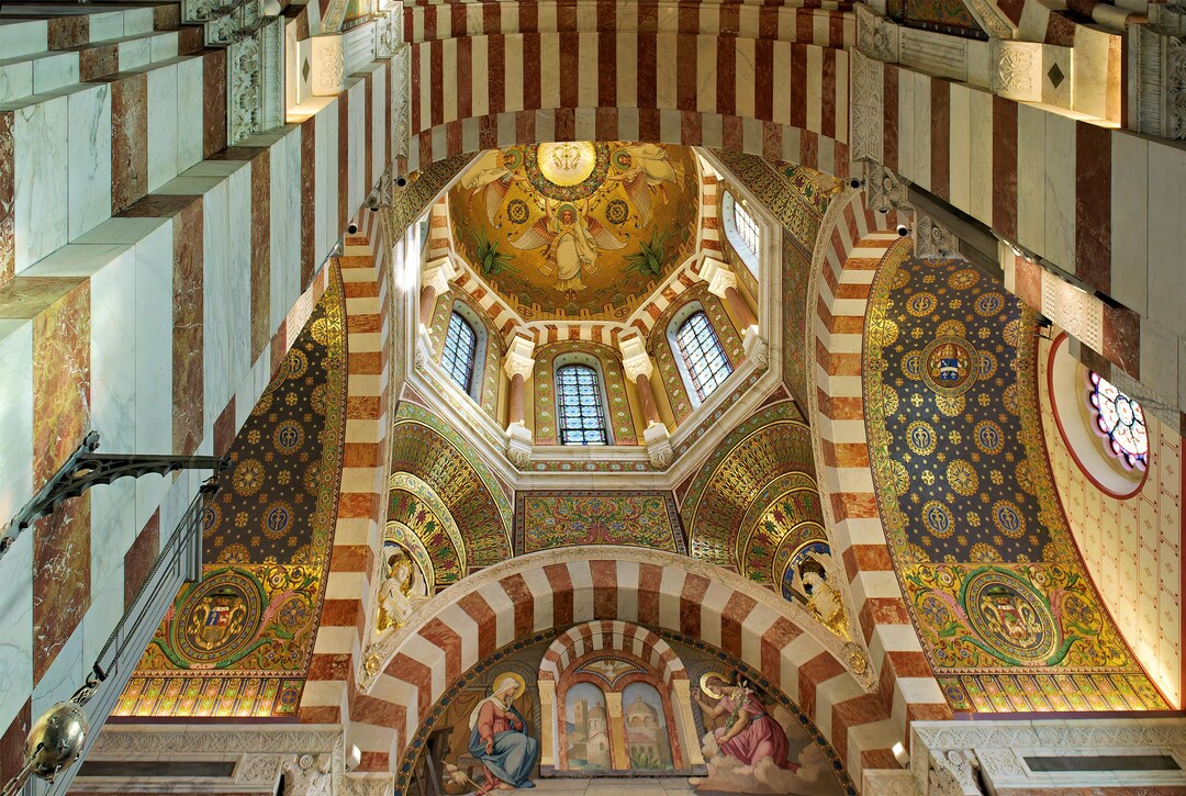Artistic Architecture Cathedral Poster, Vivid Church Interior Wall Art ...