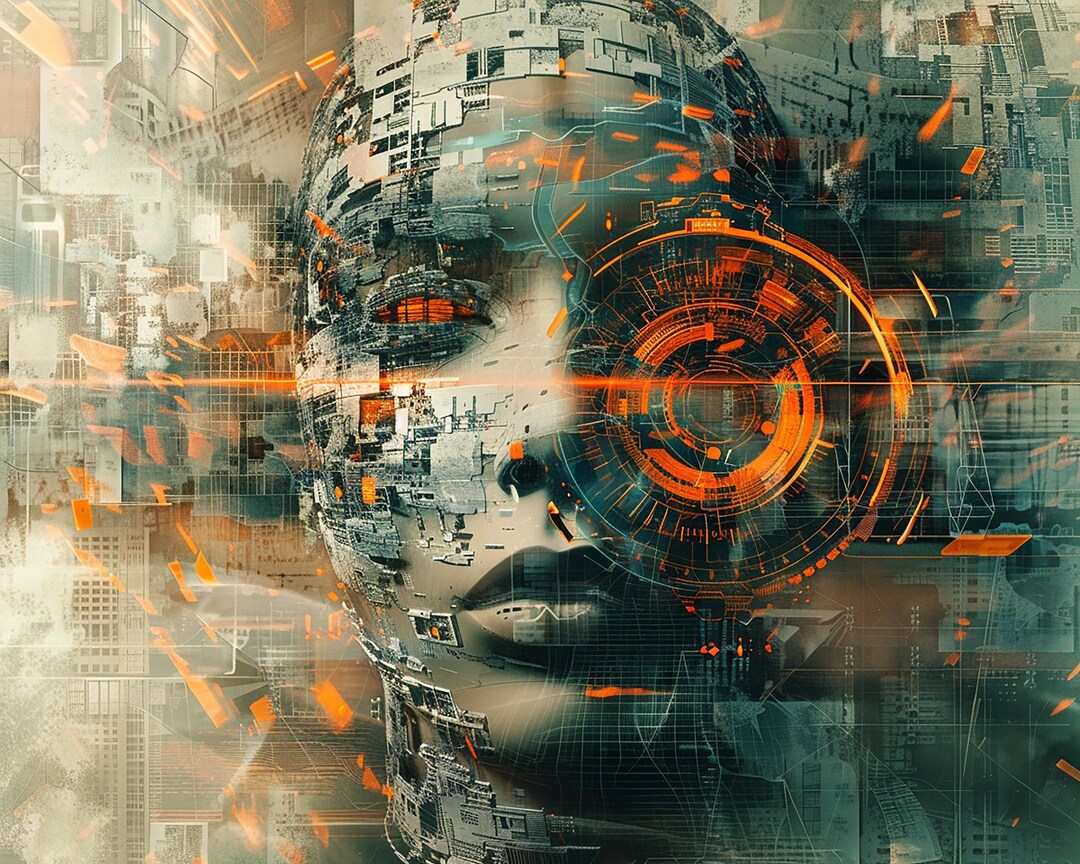 Sci-fi Digital Art, Cyberpunk Female Portrait, Futuristic Wall Art ...