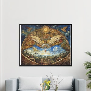 Vintage Celestial Wall Art, Angelic Wings Fantasy Poster, Surreal Cosmic Artwork, Mystical ...